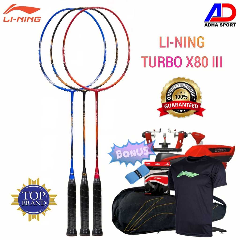 Jual Raket Badminton Lining Turbo X80 III Original Raket Bulutangkis ...