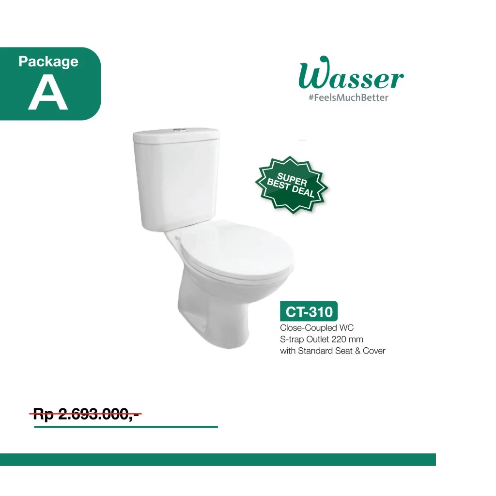 Jual Promo Paket A Wasser Closet CT-310 / Kloset Duduk Toilet (Tidak ...