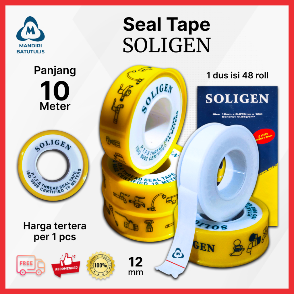 Jual Seal Tape SOLIGEN Putih / Siltip Air / Isolasi Keran Air / Seal ...