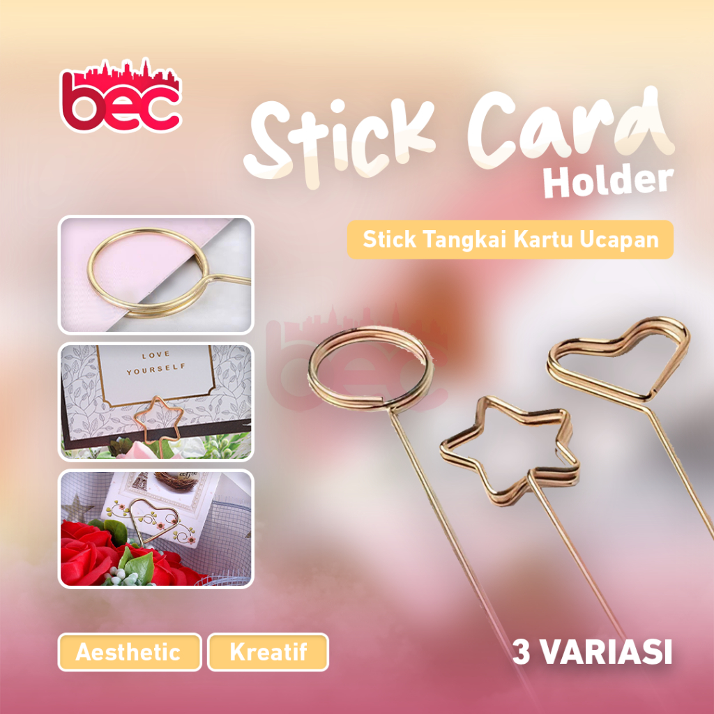 Jual [BEC] Stick Card Holder / Stik Kartu Ucapan Buket Bunga / Logam ...