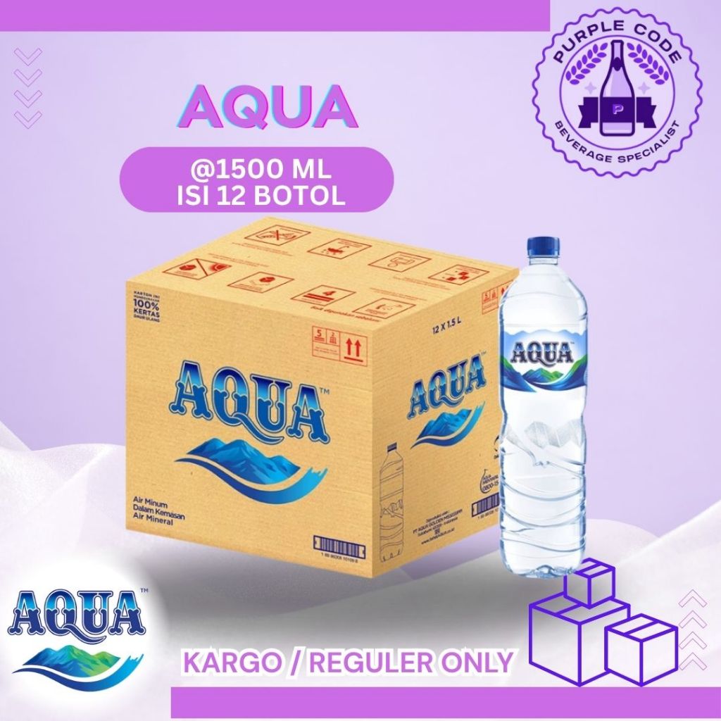 Jual (KARGO / REGULER) AQUA 1500ml Isi 12 BOTOL Per PACKS - READY AQUA ...