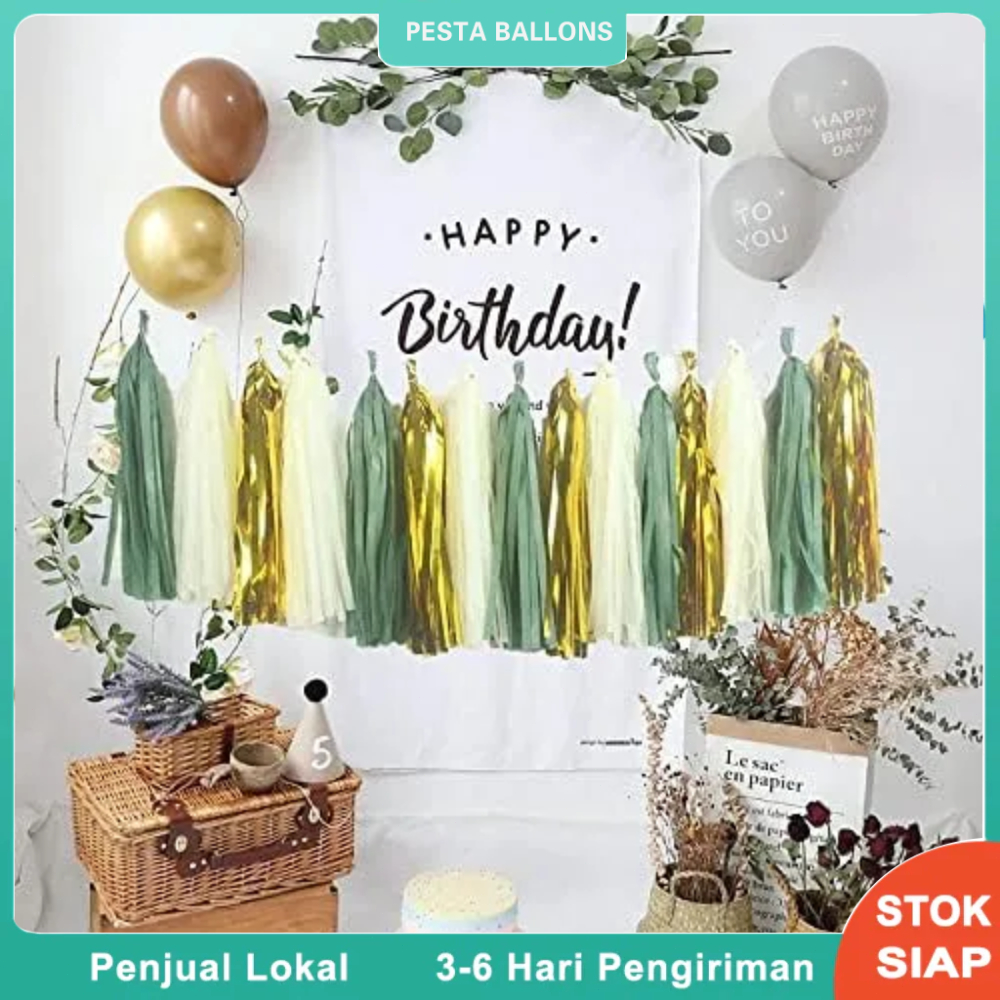 Jual Tinsel Garland DIY Paper Rumbai Kertas Tissue Foil 1pcs Bewarna ...