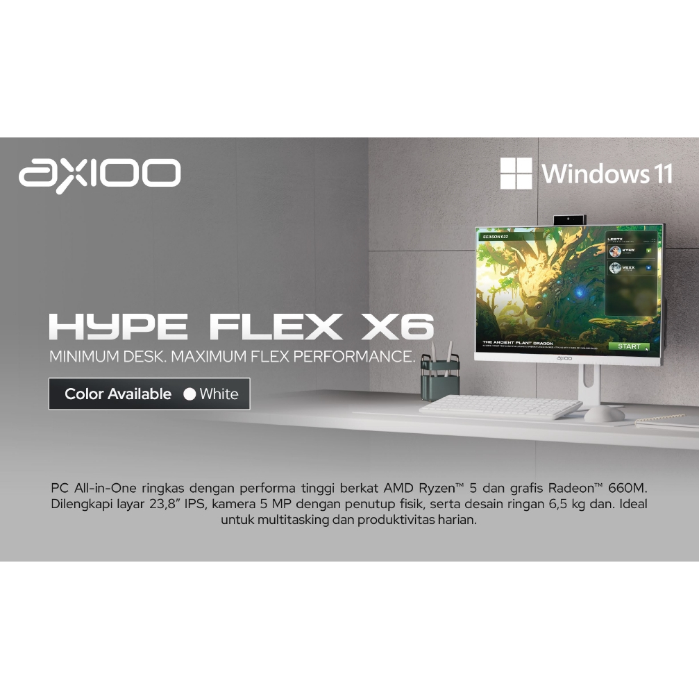 Jual AXIOO AIO All In One Pc Hype Flex X6 AMD Ryzen 6 6600H RAM32GB SSD1TB 23.8'' FHD IPS ...