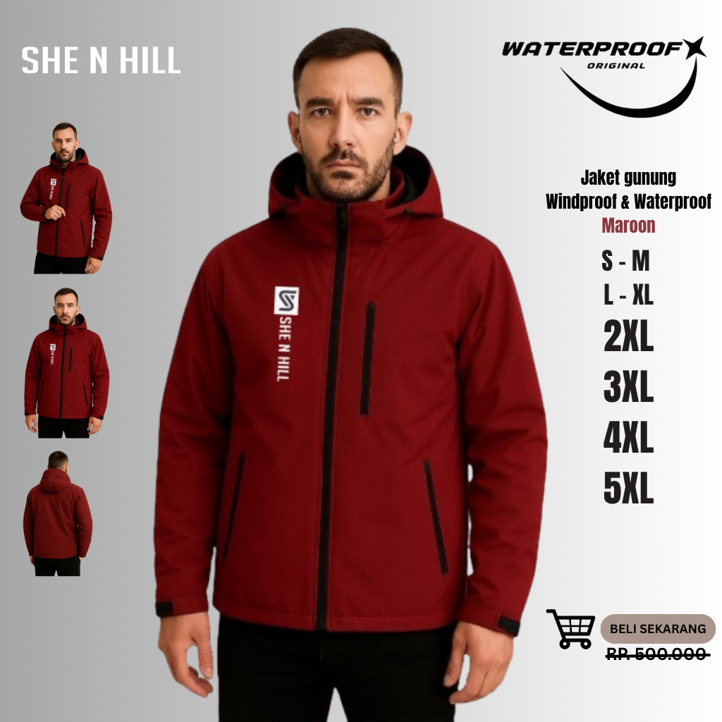 Jual SHENHILL - JAKET GUNUNG PRIA OUTDOOR WATERPROOF 100% ORIGINAL ...