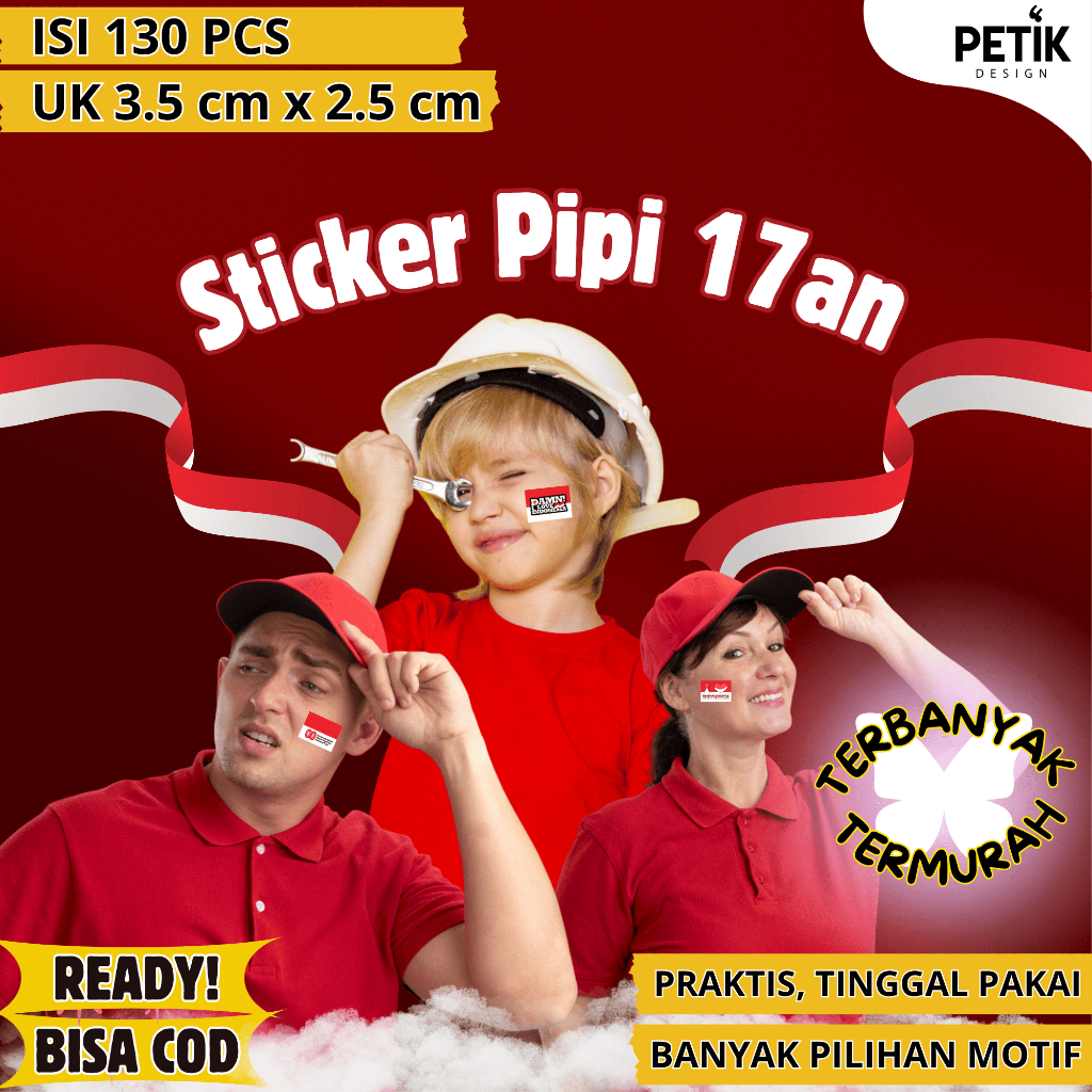 Jual TERMURAH!! 130 PCS Sticker Pipi Bendera Merah Putih Indonesia 17an ...