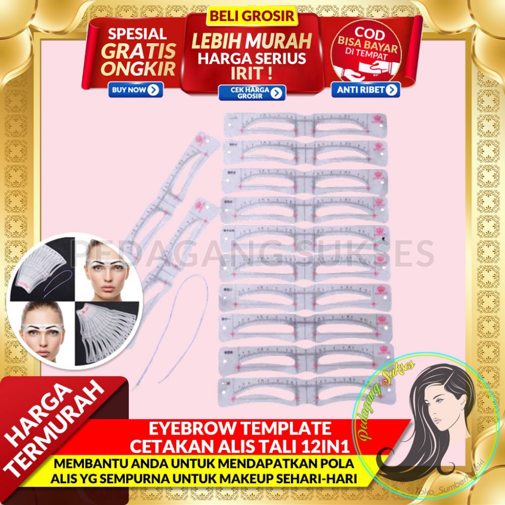Jual Eyebrow Template Cetakan Alis Tali 12in1 Aneka Bentuk Untuk Makeup ...