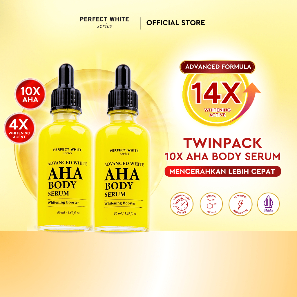 Jual [2pcs] [10X AHA] PERFECT WHITE Advanced 10X AHA Body Serum Whitening Booster 50ml | Pemutih ...