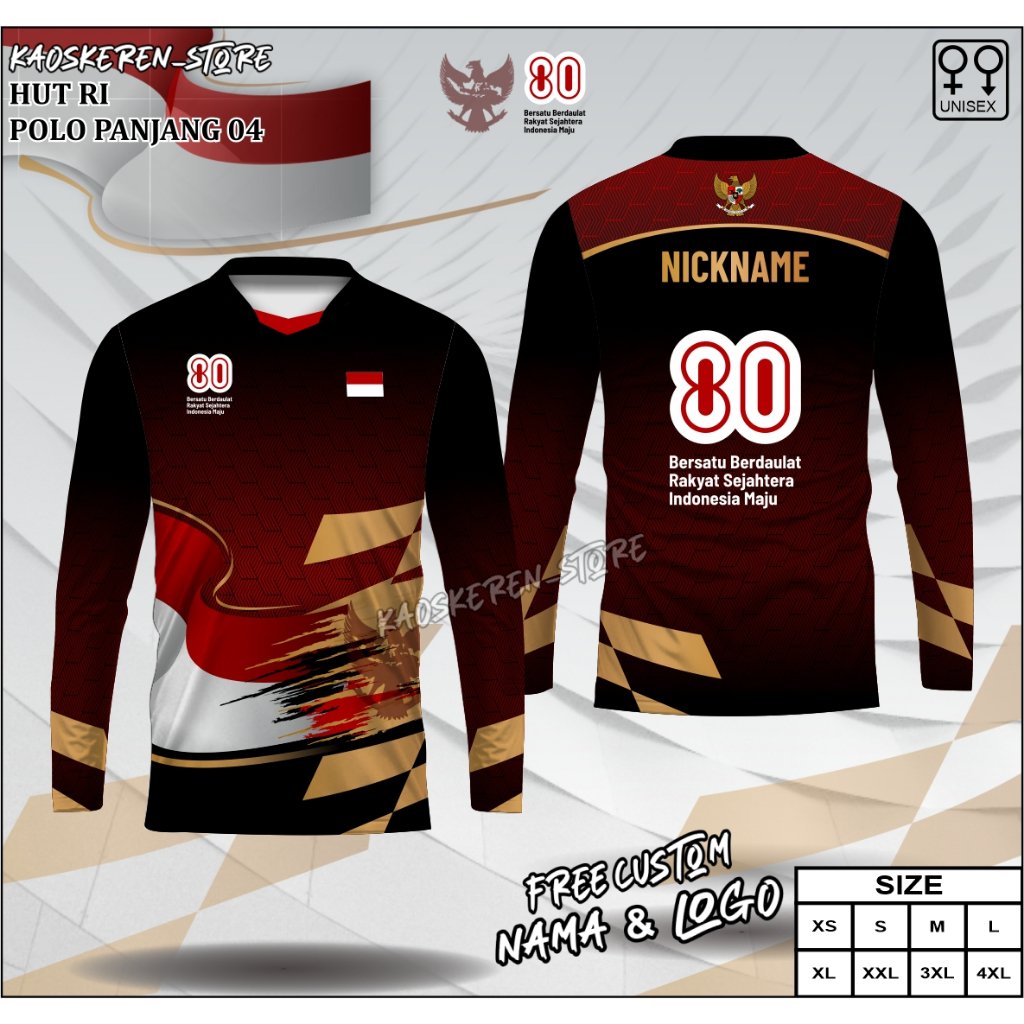 Jual Jersey kemerdekaan Hut Ri 80 kaos 17an agustus baju dirgahayu Indonesia 2025 lengan panjang ...