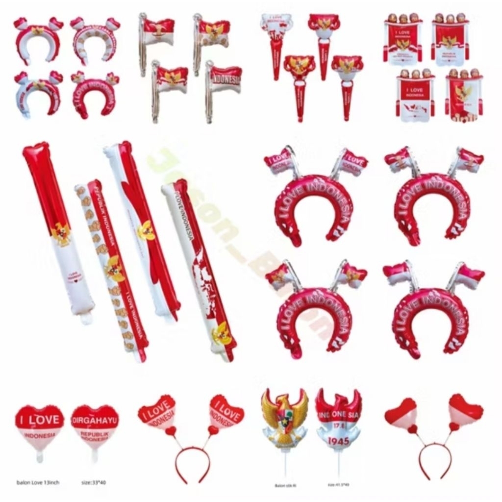 Jual Balon Foil Hut RI 17 Agustus Bando Foil I Love Indonesia Pentungan ...