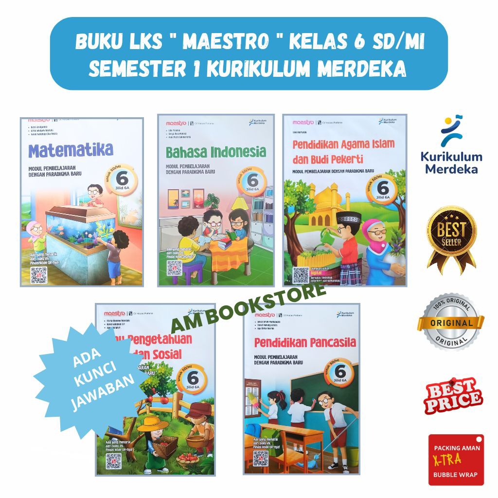 Jual BUKU LKS ( LATIHAN SOAL ) MERK MAESTRO KELAS 6 SEMESTER 1 KURIKULUM MERDEKA,BONUS KUNCI ...