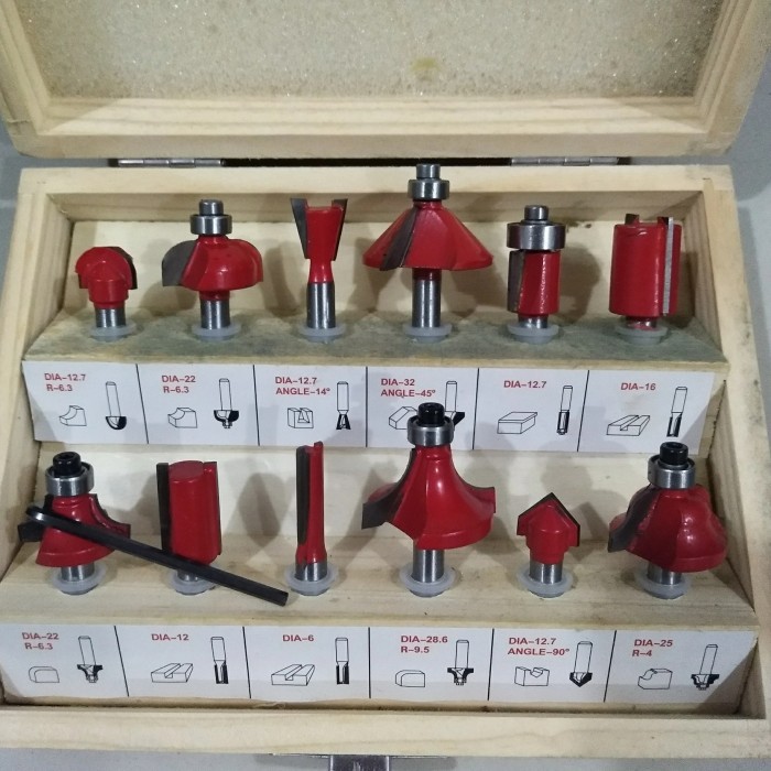 Jual mata router bit profil set trimer 1/4 inch set 12 pcs | Shopee ...