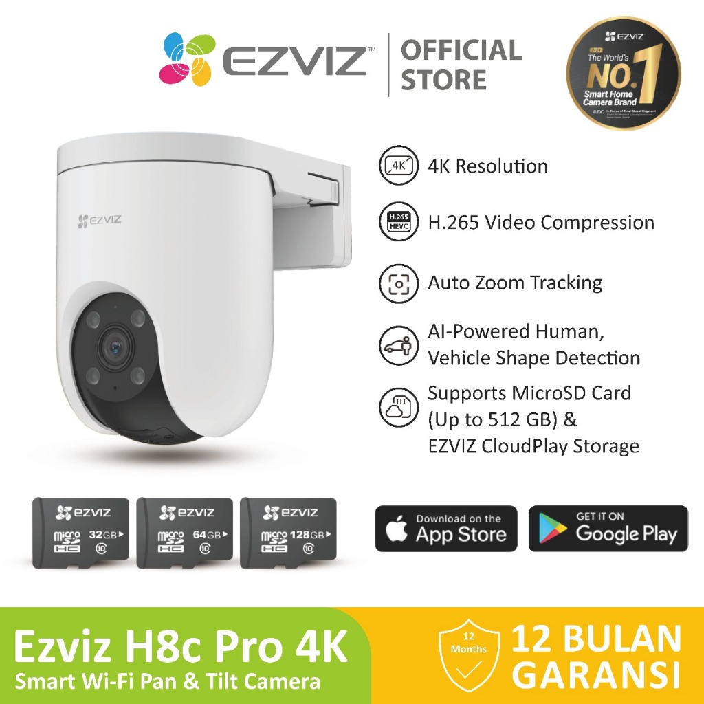 Jual Ezviz H8c Pro 4K 8MP Smart Home Security Pan & Tilt IP Wifi Camera ...
