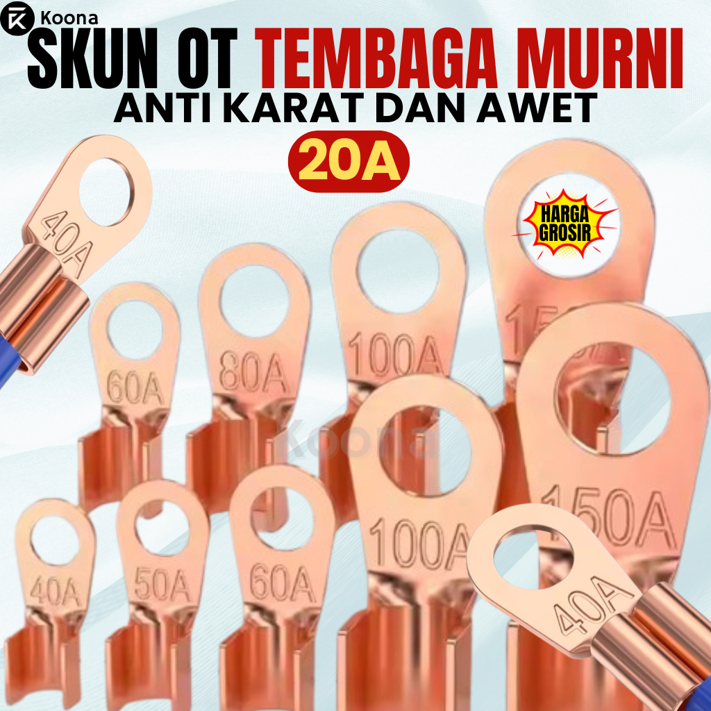 Jual [HARGA GROSIR] Sekun Kabel OT-20A Scun Cable Ring OT Sekun Cincin Lug Skun Gepeng Skun Aki ...