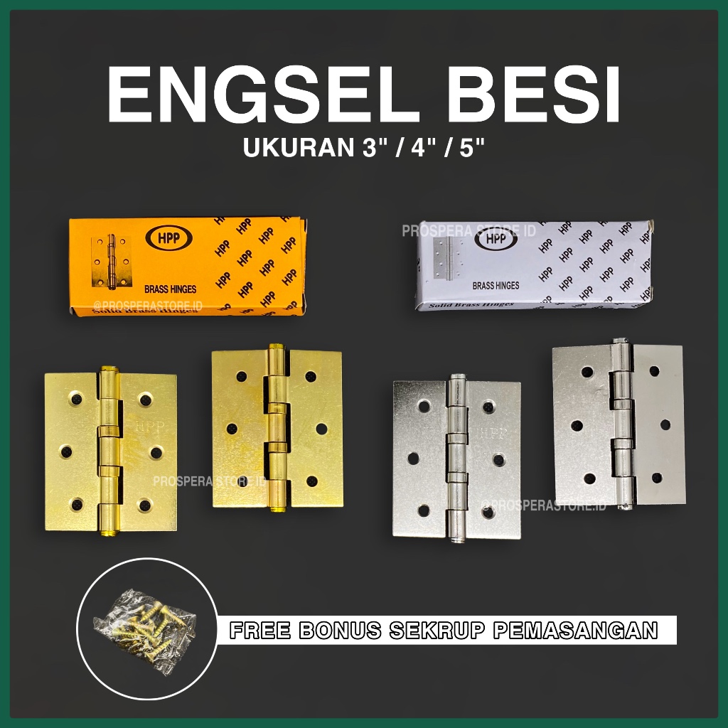 Jual Engsel Besi HPP 3" / 4" / 5" Inch - Engsel Pintu / Jendela Putih ...