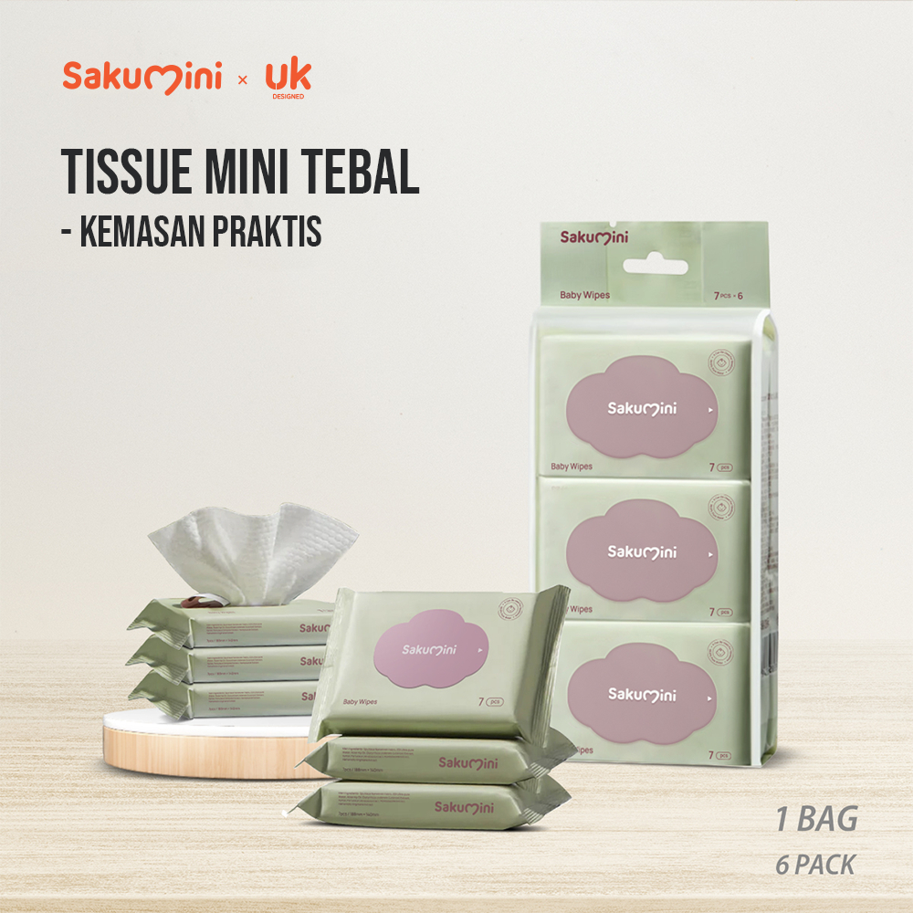 Jual Sakumini Tisu Basah untuk Bayi Wet Tissue Baby Wipes Mini 7 Pcs ...