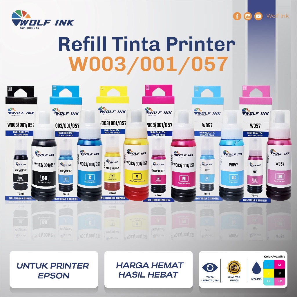 Jual Tinta Printer Wolf Ink 003 001 057 Isi 70ml Untuk Printer Epson ...