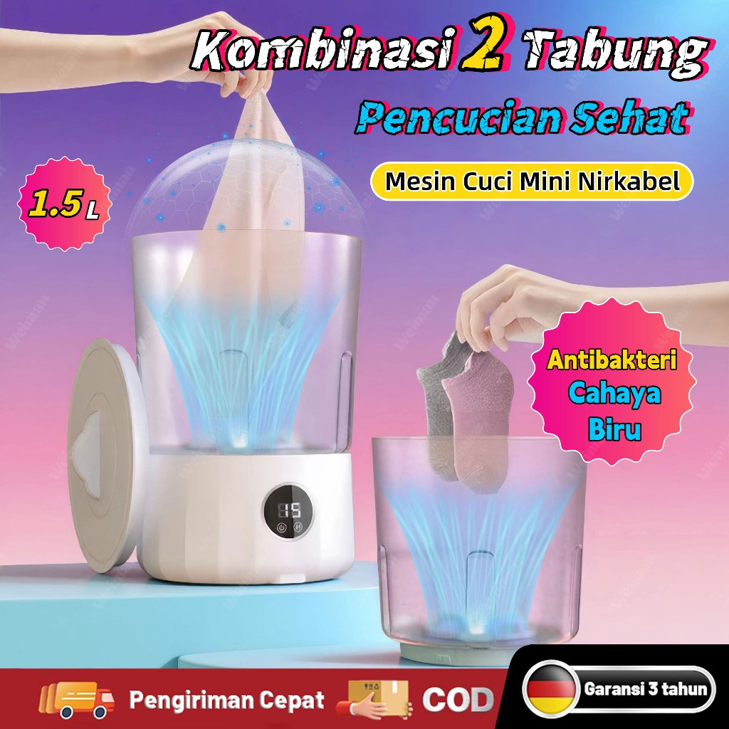 Jual Mesin Cuci Mini Portable 2 Bak Small Washing Machine Wireless ...