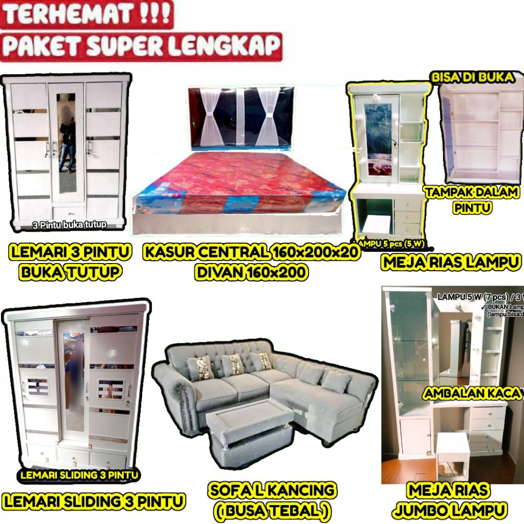 Jual SET KAMAR TIDUR SESERAHAN FURNITURE LENGKAP / SET KAMAR TIDUR ...