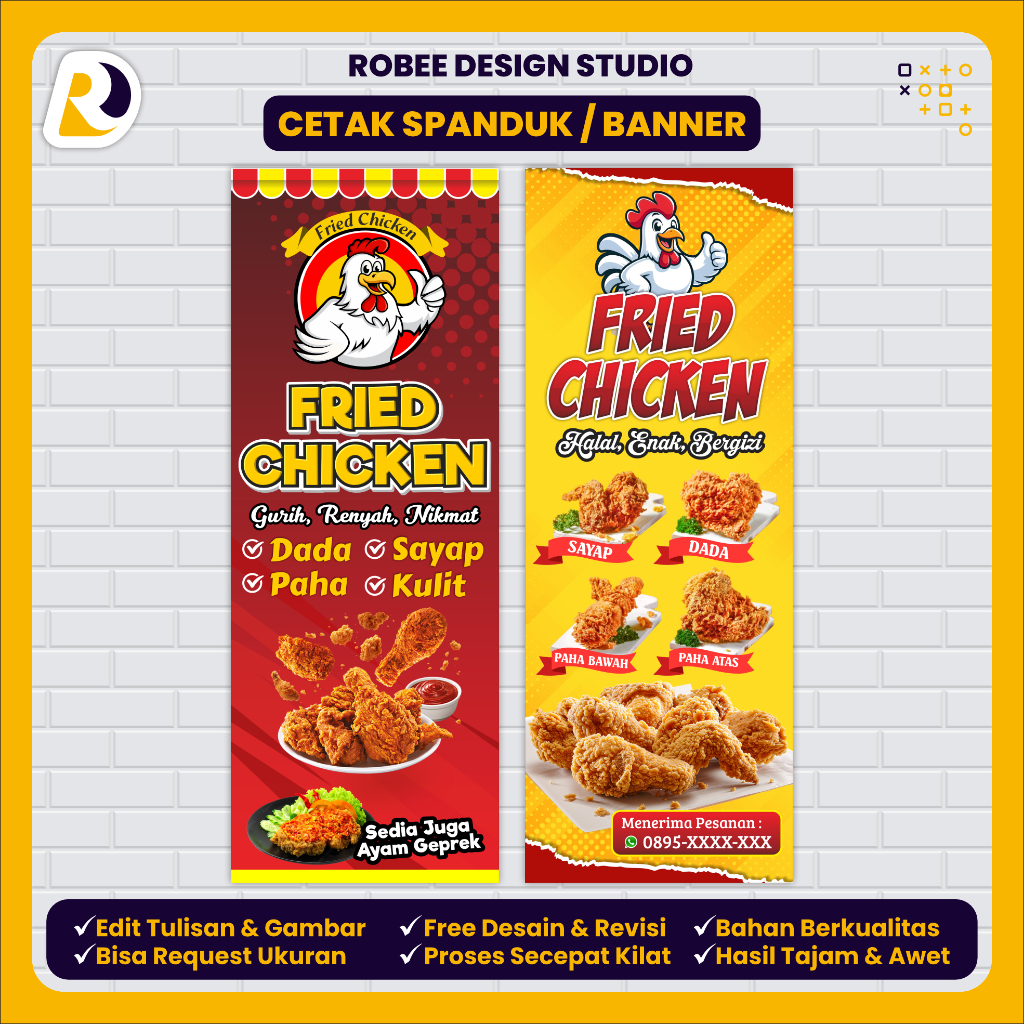 Jual Spanduk Banner Fried Chicken Ayam Goreng X Banner / Stand Banner ...