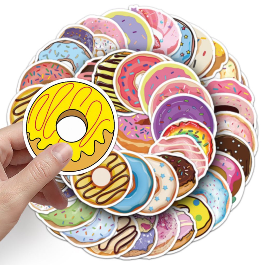 Jual [50 Pcs] DECO STICKER | STICKER DIY | JURNAL AESTHETIC DONUTS ...