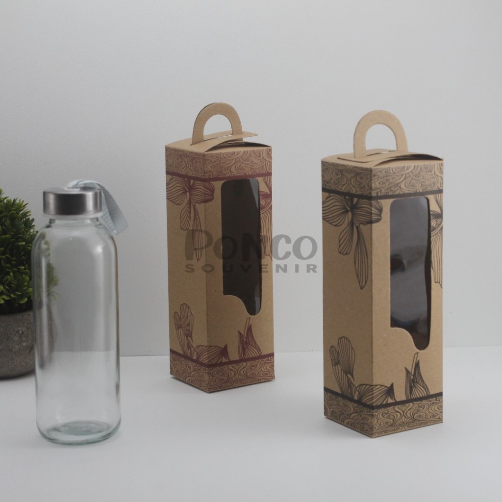 Jual Botol/ Tumbler Bening 420 Kemasan Box Tenteng Daun Batik | Shopee ...