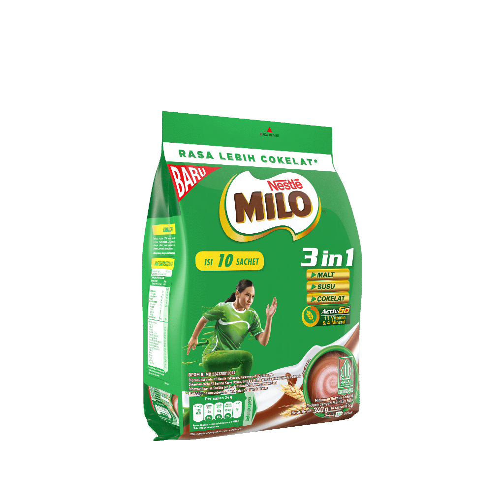 Jual MILO 3in1 Activ-Go Pouch 10 Sachet x 34g | Minuman Cokelat Energi ...