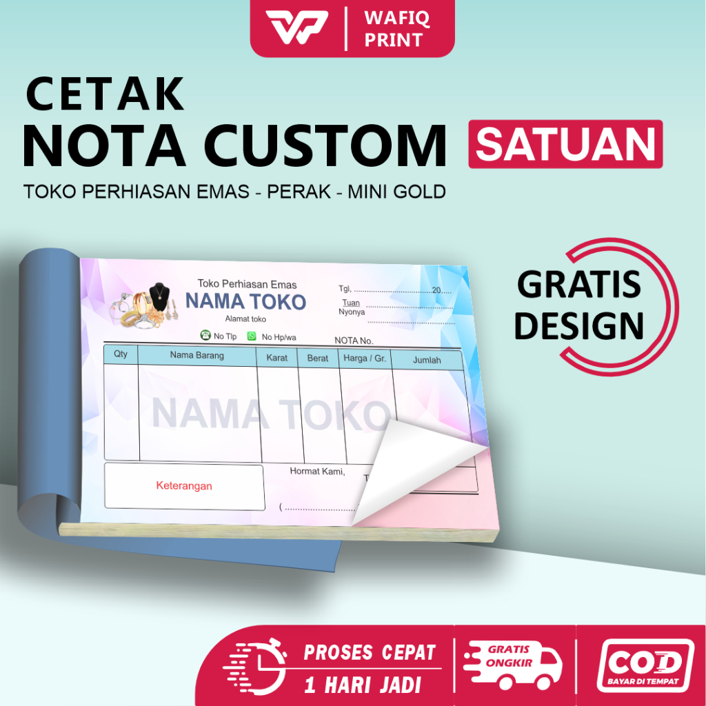 Jual Nota custom satuan toko emas perak 2 ply 1 ply nama sendiri ukuran ...