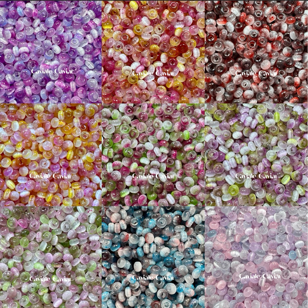 Jual 15gr 30gr 4mm Premium Glass Donat Cat Eye| Glass Beads Donut ...