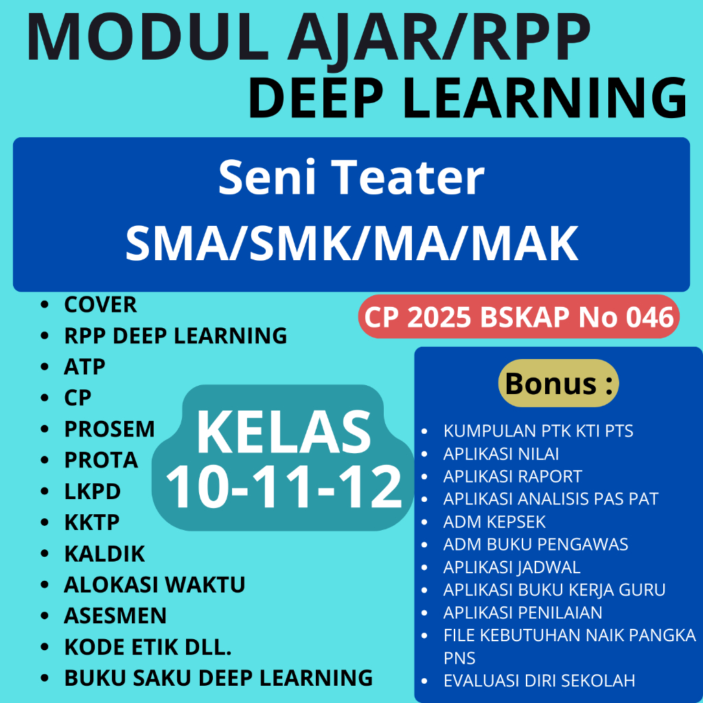 Jual Modul Ajar/RPP Deep Learning SENI TEATER SMA KELAS 10 11 12 - RPP ...