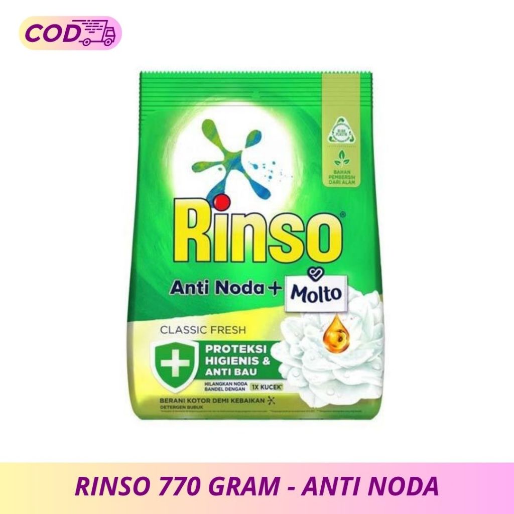 Jual Rinso Molto Anti Noda Detergent Powder Classic Fresh 770g | Shopee ...