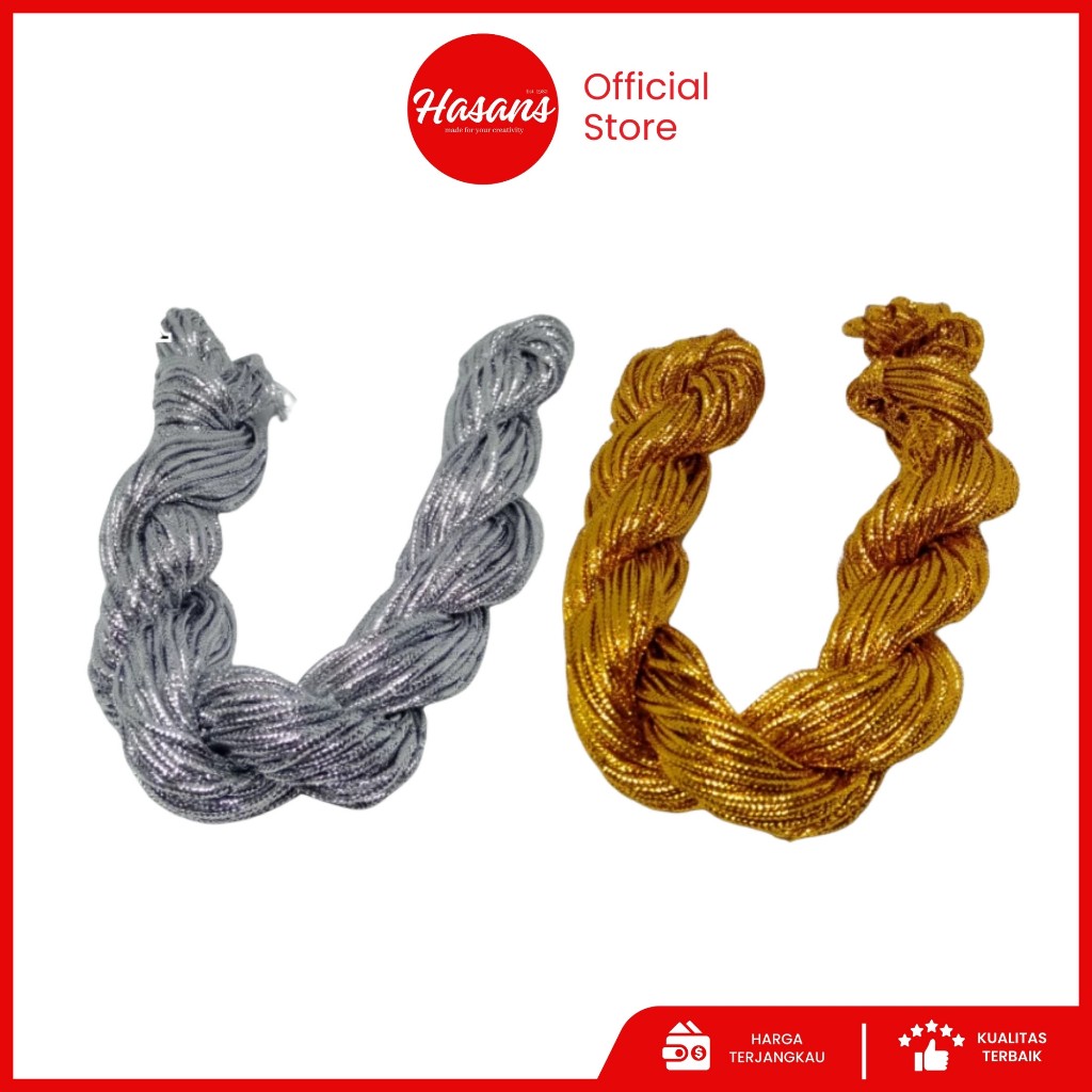 Jual Tali Metalik Ukuran 2mm / Tali Mas Perak Bahan Kerajinan Tangan ...