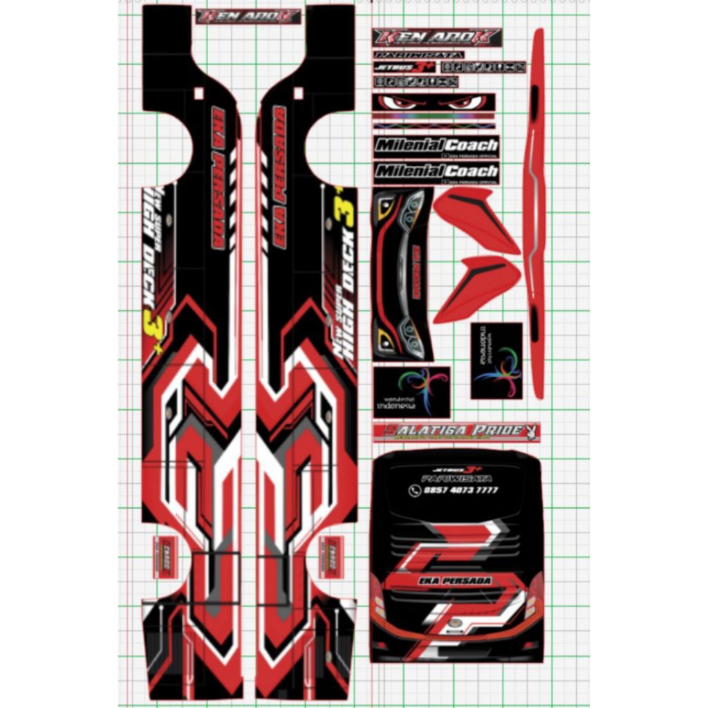 Jual sticker miniatur Bus | stiker livery bis mainan | stiker livery ...