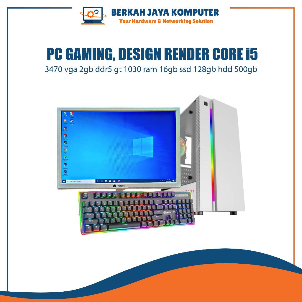 Jual fullset pc gaming design render core i5 3470 vga 2gb ddr5 gt 1030 ...