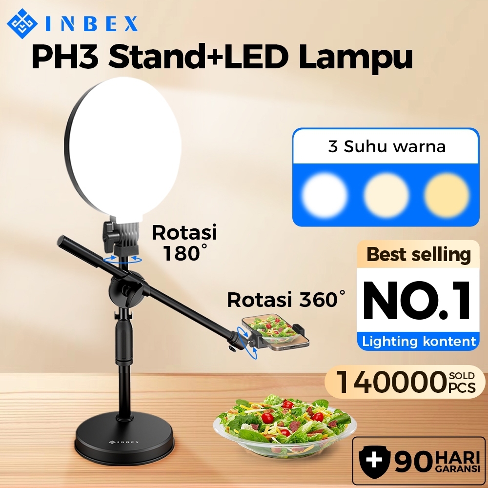 Jual INBEX Lampu Kontent Kreator PH3 Holder Stand Ring Light Lighting ...