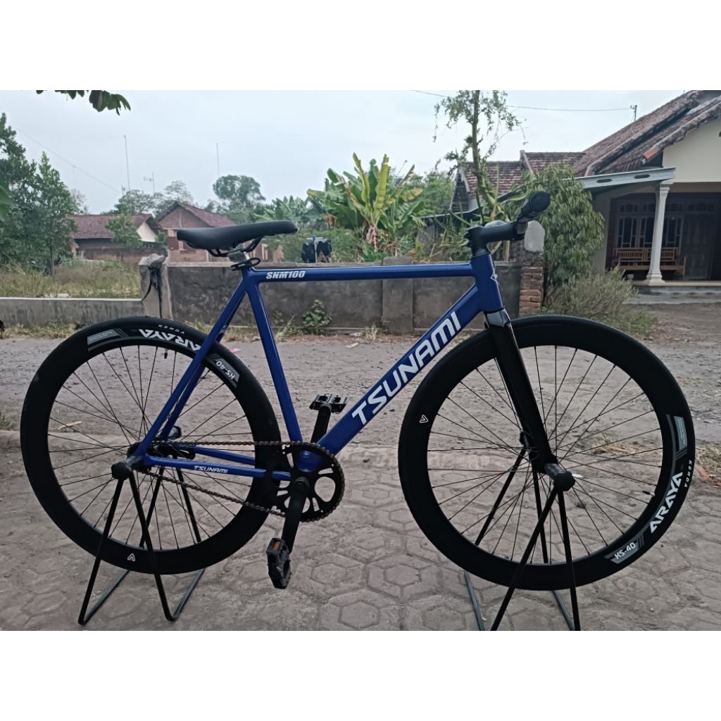 Jual sepeda fixie tsunami biru stang lurus | Shopee Indonesia