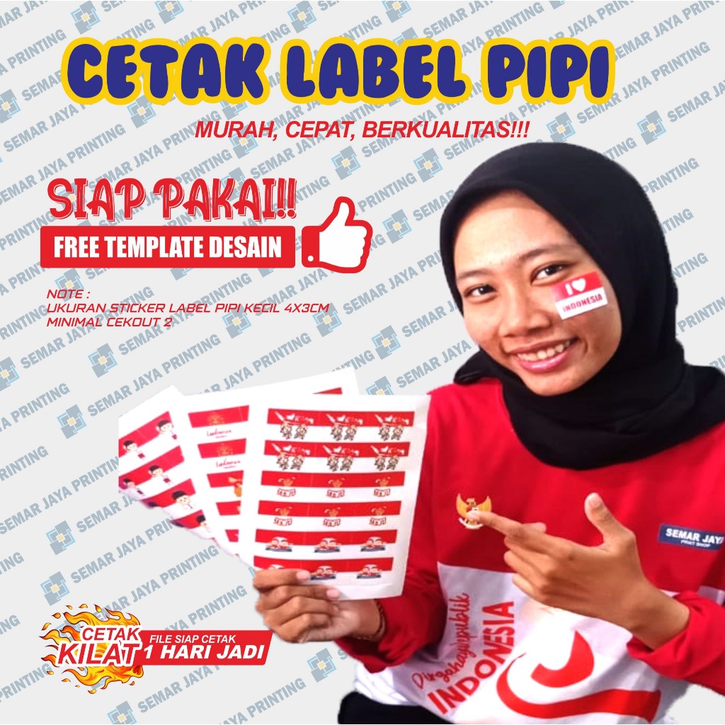 Jual Sticker Merah Putih untuk pipi | Stiker pipi Kemerdekaan Indonesia ...