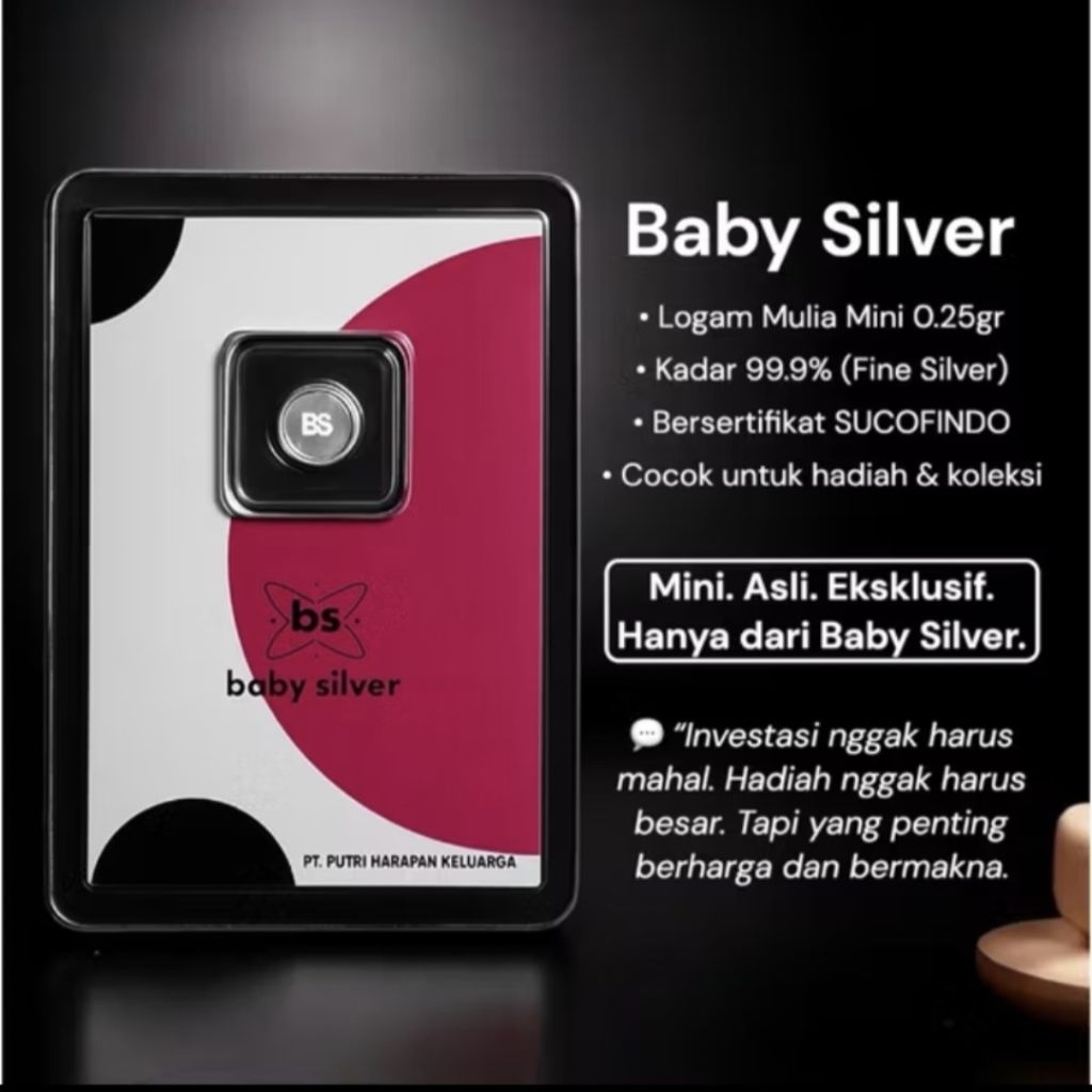 Jual Baby silver Fine Silver Perak Murni 0,25 Gram Logam mulia Asli ...