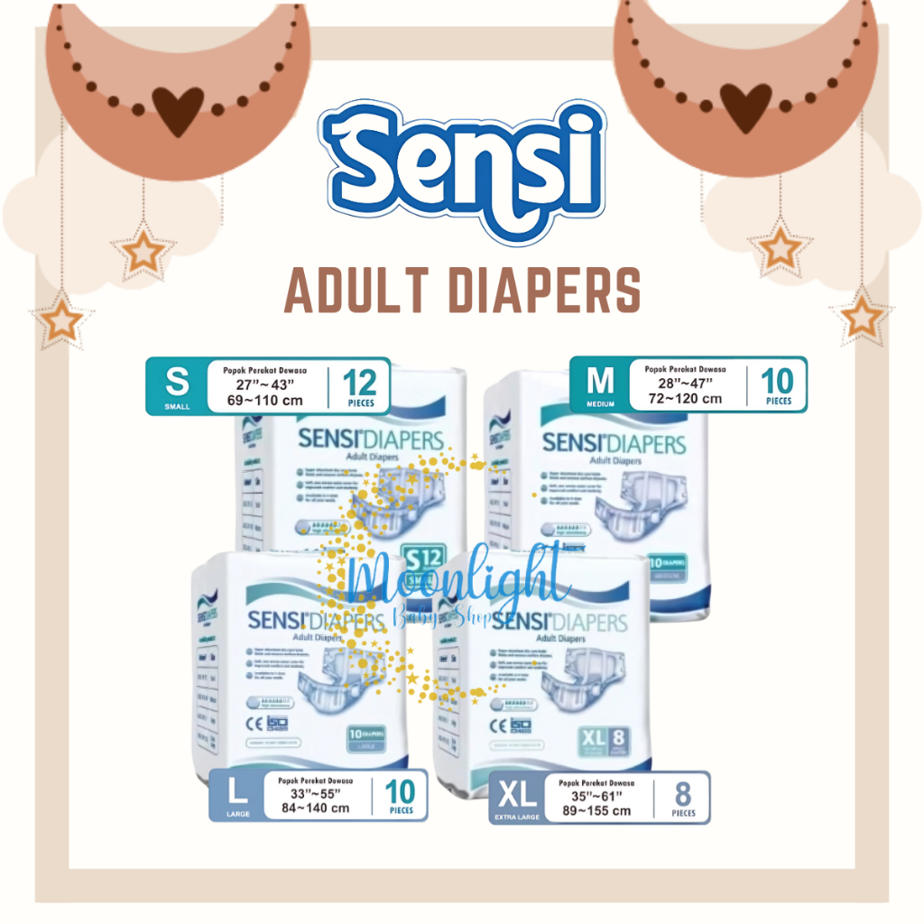 Jual SENSI Adult Diapers | Popok Dewasa Perekat SENSI S12 | M10 | L10 | XL8 | Shopee Indonesia