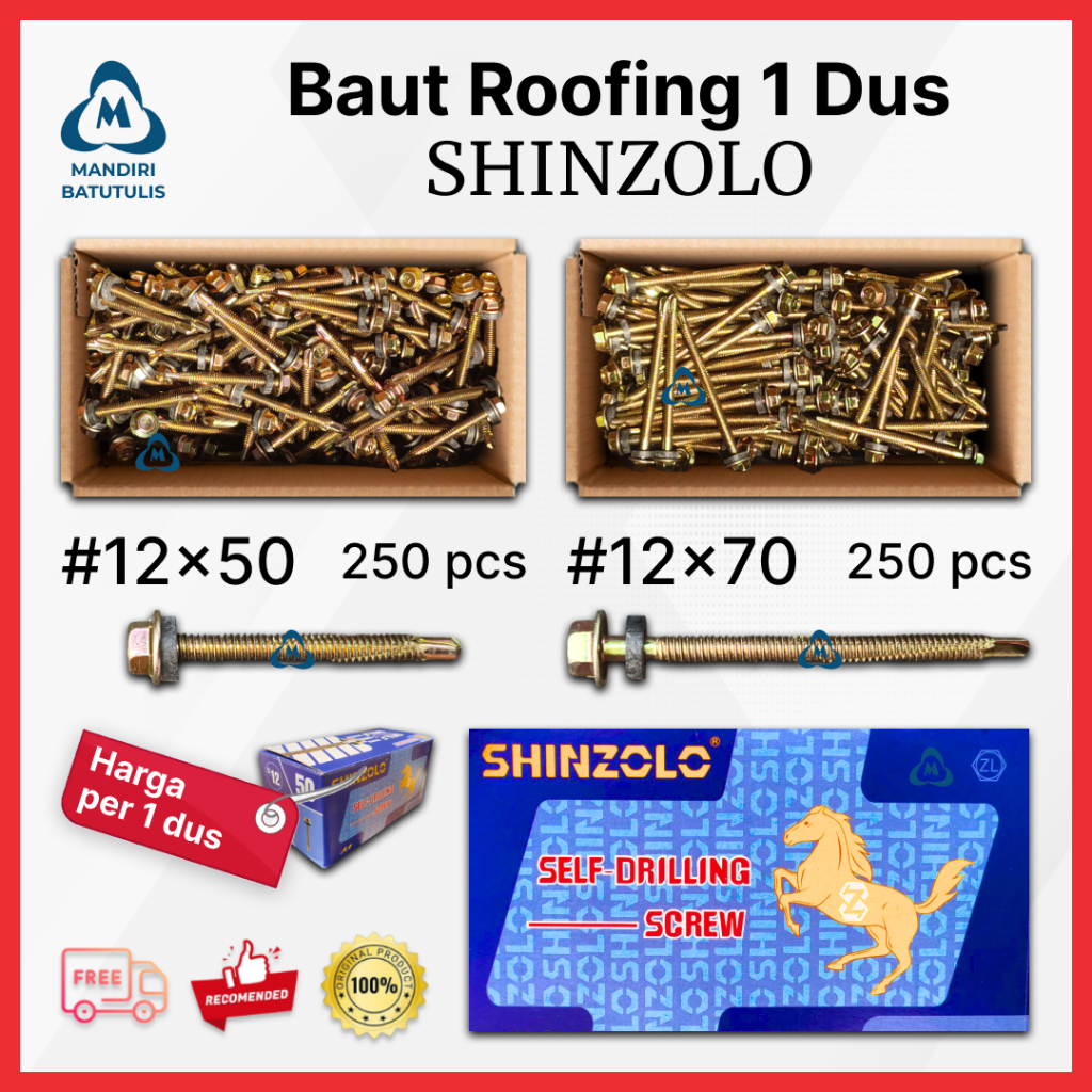 Jual Baut Roofing SHINZOLO Kuning Karet 12x70 12x50 - Skrup Baja Ringan ...