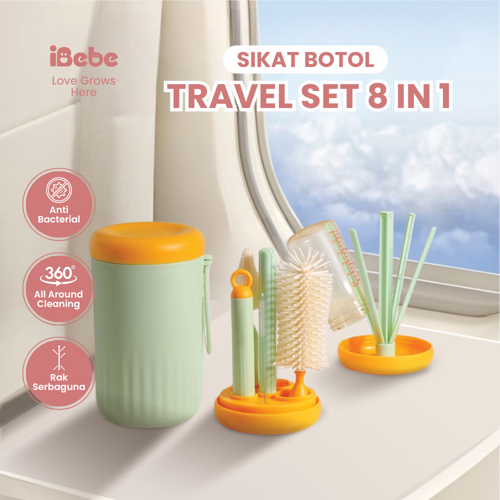 Jual [Ibebe Official] 8in1 Sikat Botol Bayi Portable – Set Pembersih ...