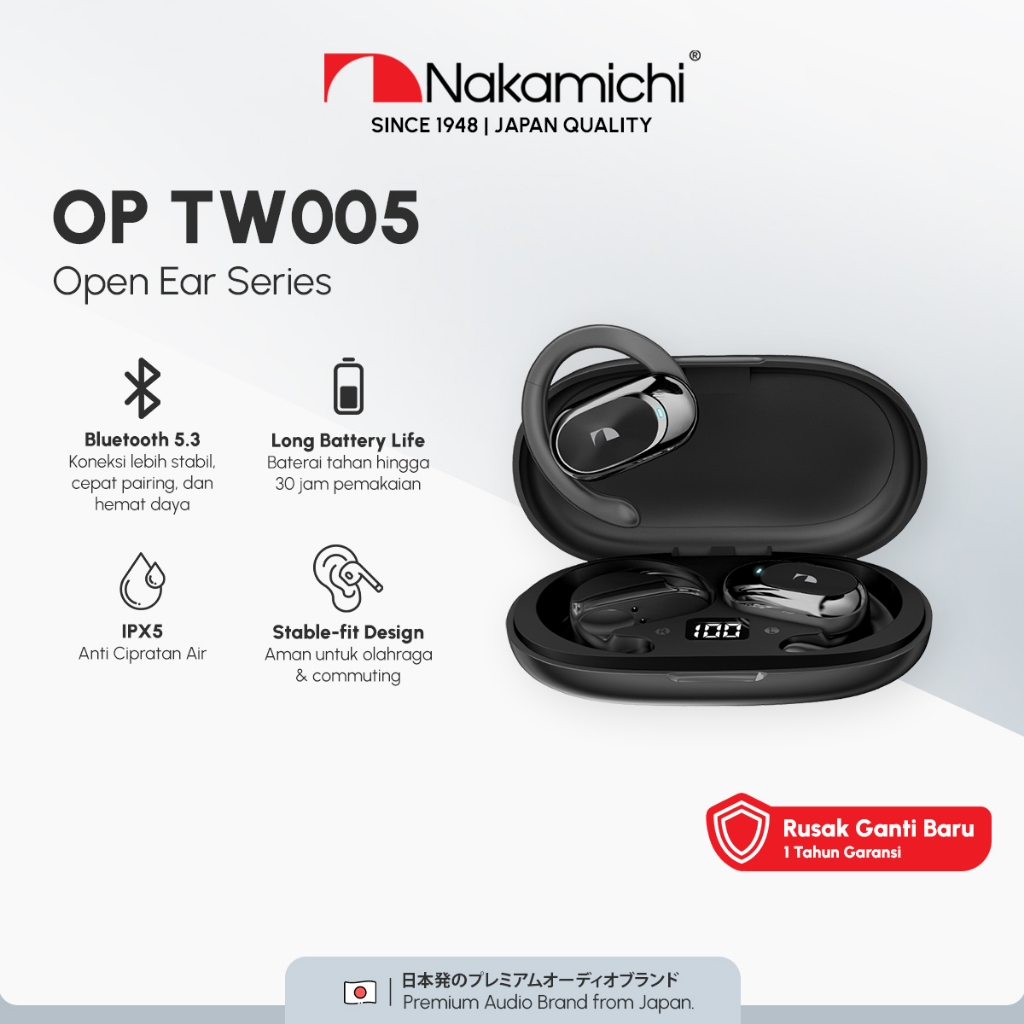 Jual Nakamichi OP TW005 Open Ear Hook True Wireless Bluetooth Earphone ...