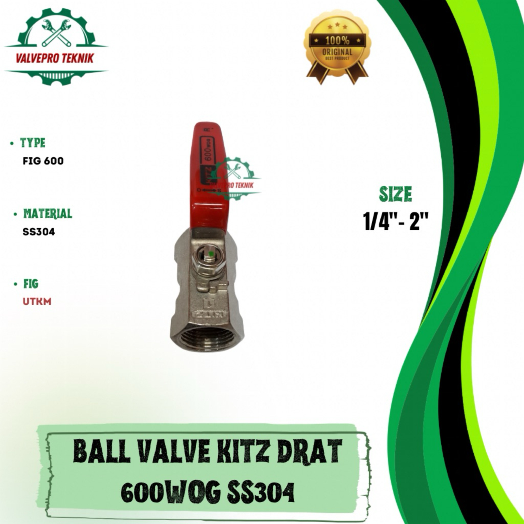 Jual BALL VALVE KITZ SS304 1/2” INCH 600 WOG DRAT ORIGINAL | Shopee ...