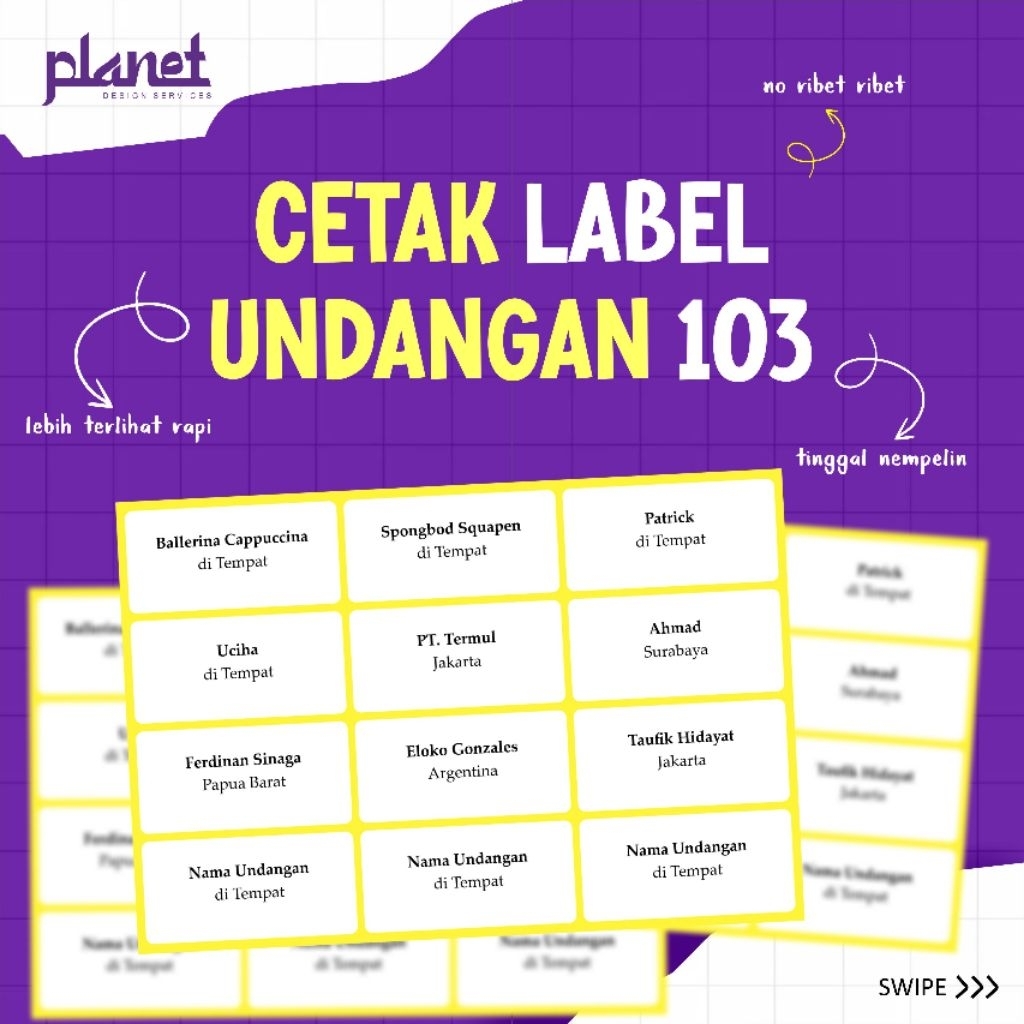 Jual CETAK / PRINT STIKER LABEL NAMA UNDANGAN/ LABEL 103 | Shopee Indonesia