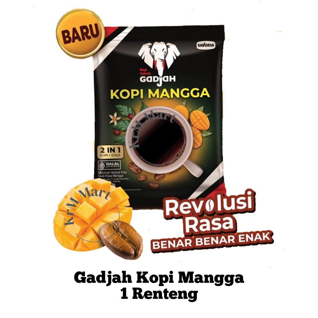 Jual Kopi Gadjah Mangga 1 renteng renceng gajah rasa mango instan ...