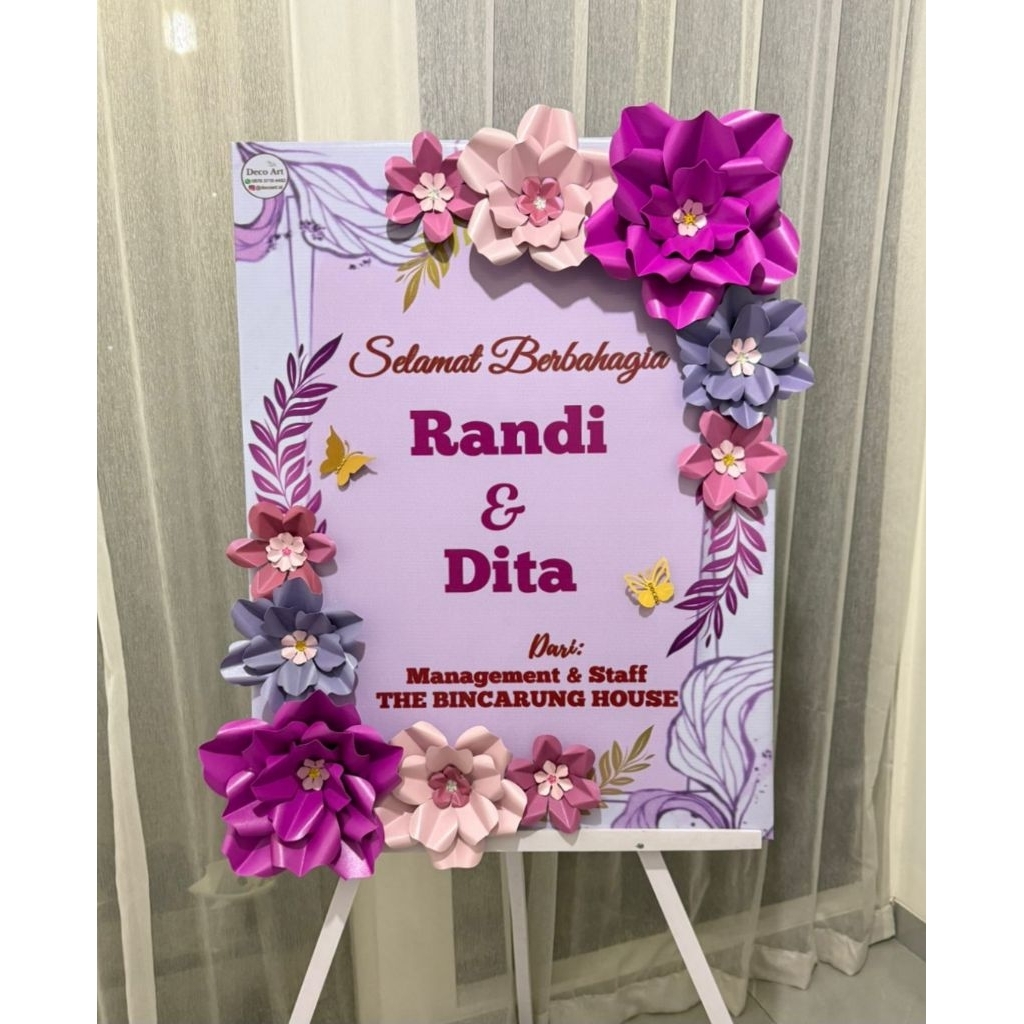 Jual DECO ART - Papan Bunga Kertas Custom Ucapan Selamat Wedding ...