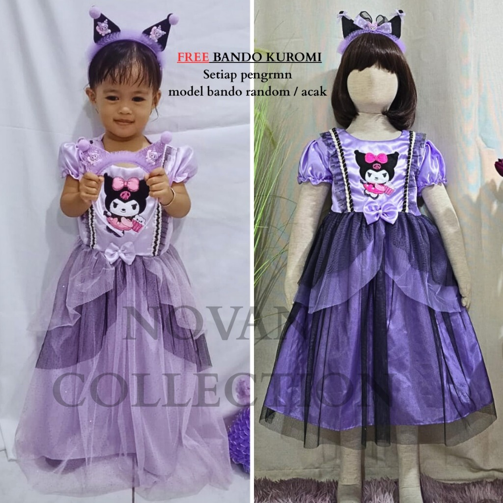 Jual ( FREE BANDO KUROMI ) Baju Dress Anak Perempuan Motif Kuromi ...