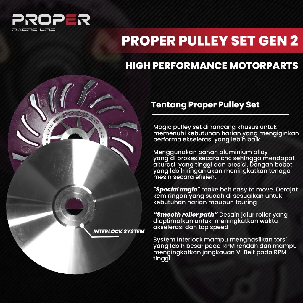 Jual PROPER RACING LINE MAGIC PULLEY SET K1Z PCX 160 VARIO 160 ADV 160 ...