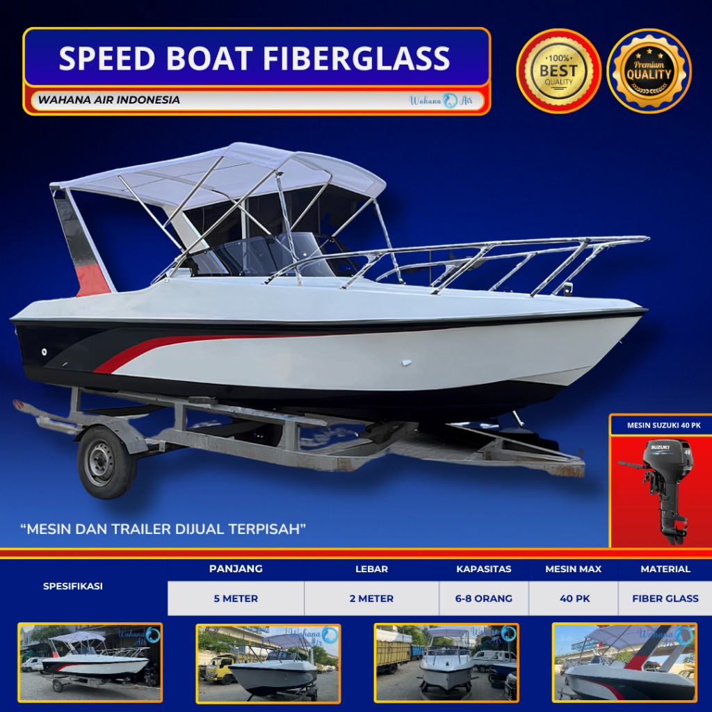 Jual PERAHU SPEED BOAT FIBERGLASS PATROLI MANCING PANJANG 5 METER ...