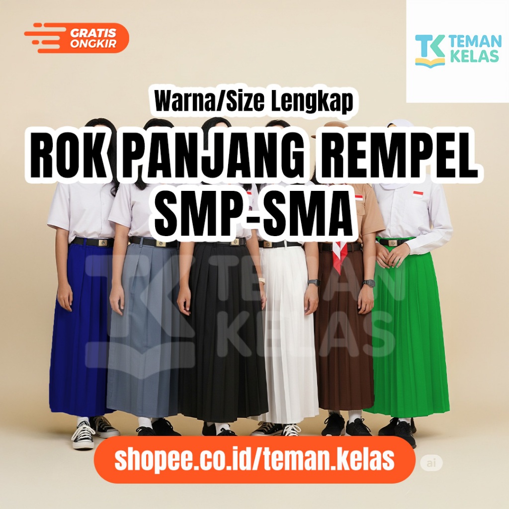 Jual Rok Panjang Seragam SMP SMA Warna Biru Abu Coklat Hitam Hijau Putih – Seragam Sekolah Cewek ...