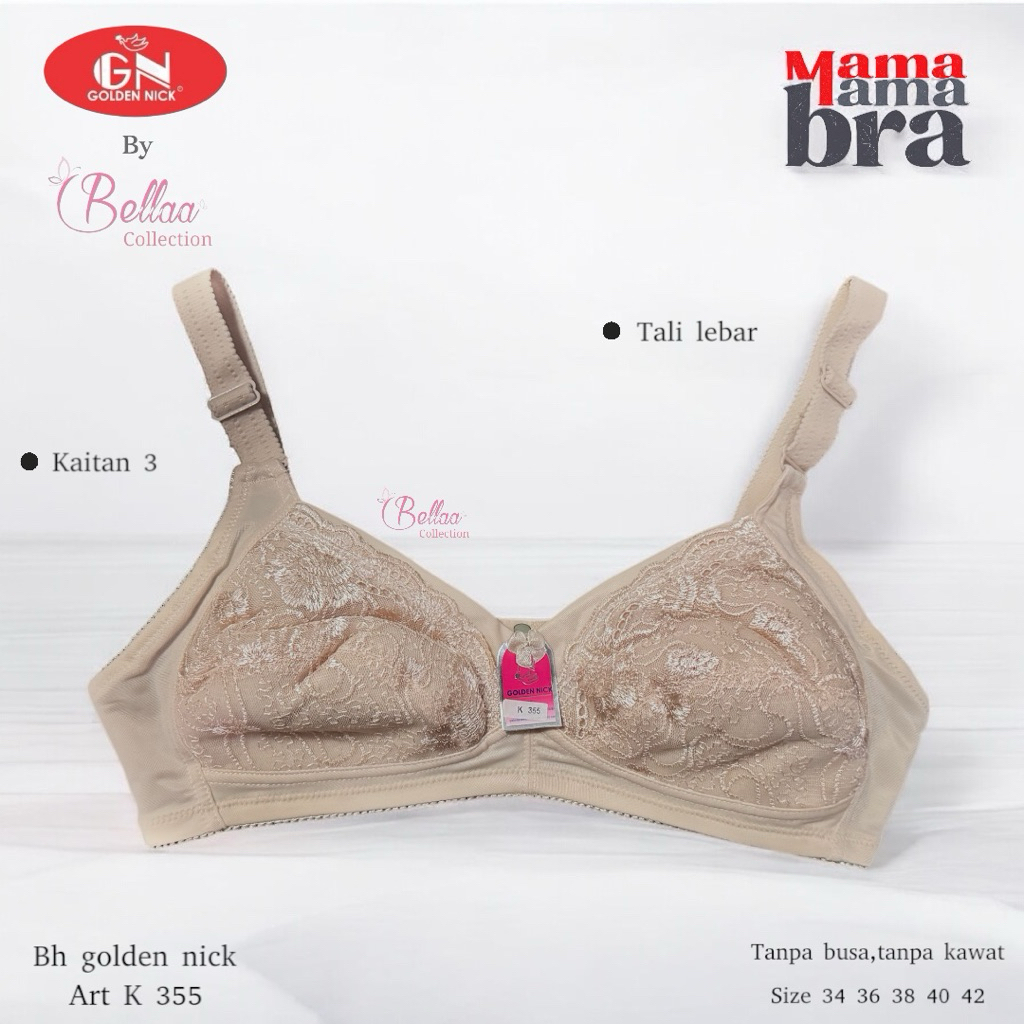 Jual Bra Golden Nick Art K 355 Tanpa Kawat Tanpa Busa Kait 3 Motif ...